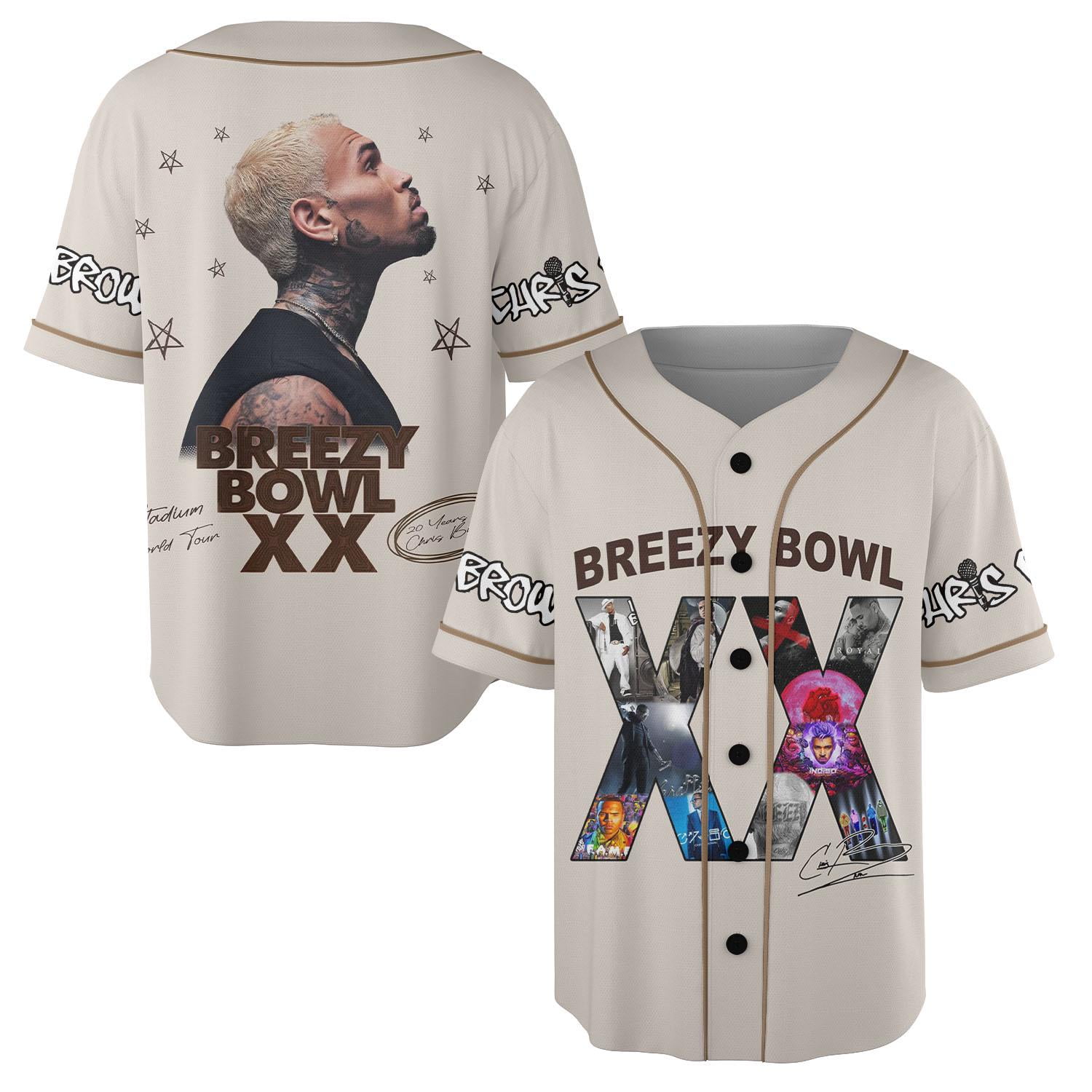 Chris Brown Breezy Bowl Baseball Jersey, Breezy Bowl XX 2025 Shirt, Breezy Bowl Tour XX Graphic ...