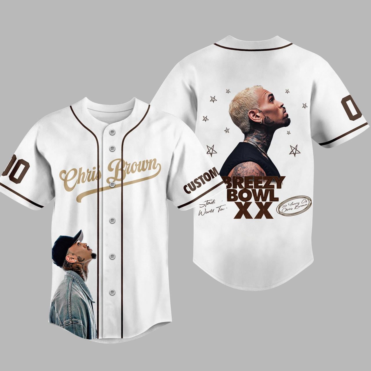 Chris Brown Breezy Bowl XX Baseball Jersey, Personalized Chris Brown ...