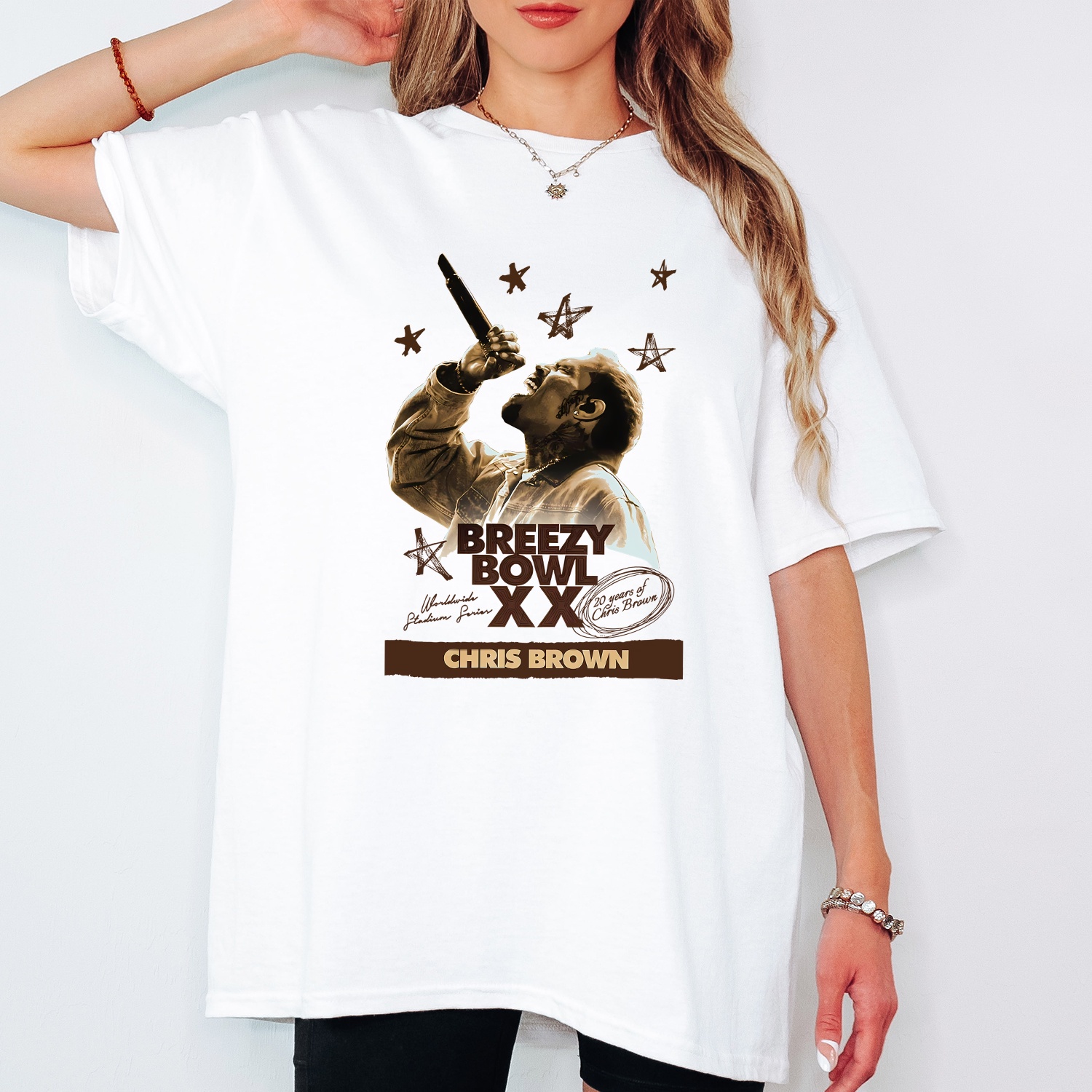 Chris Brown Breezy Bowl XX T-Shirt - CB Tour 2025 Fan Merch - Walmart.com