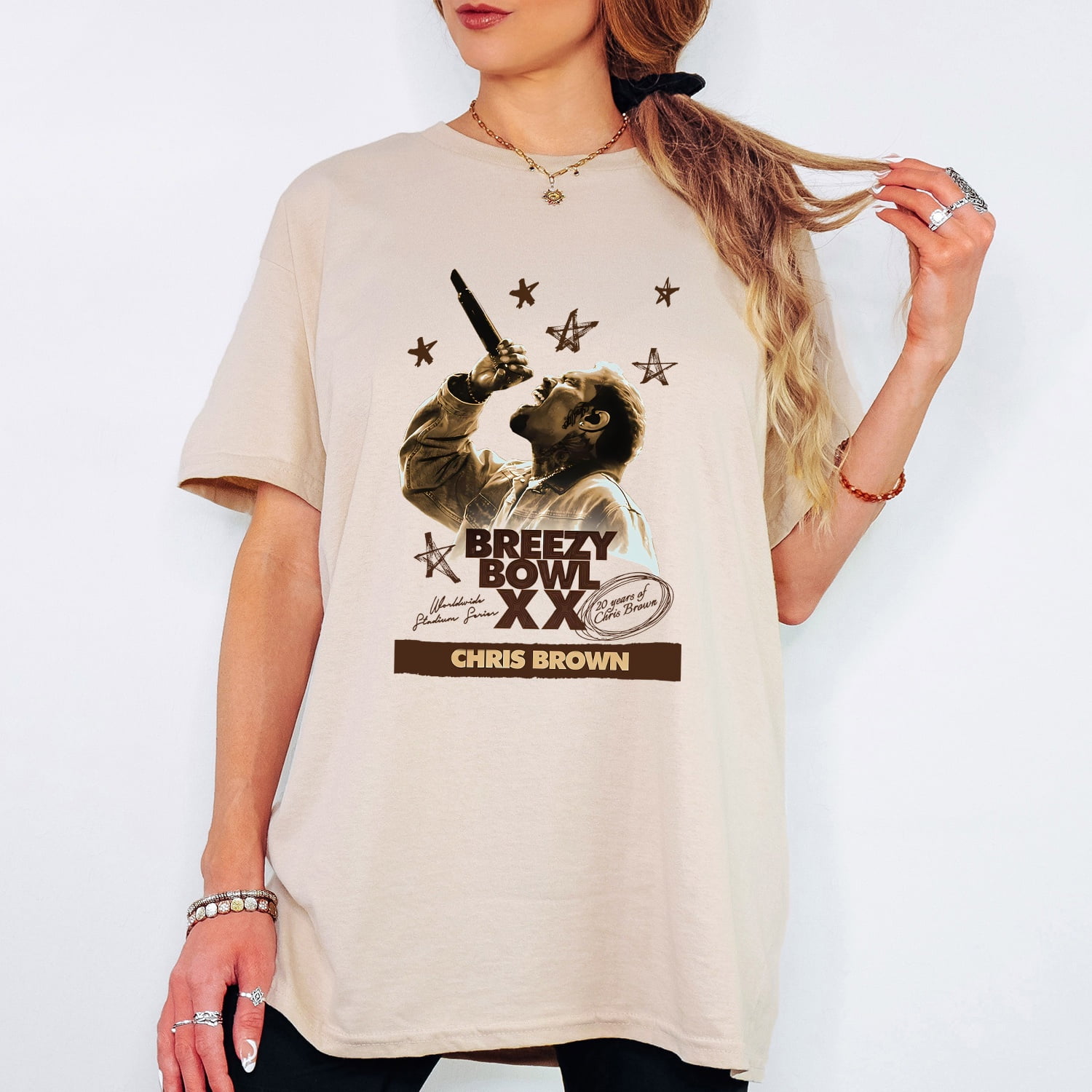 Chris Brown Breezy Bowl XX T-Shirt - CB Tour 2025 Fan Merch - Walmart.com