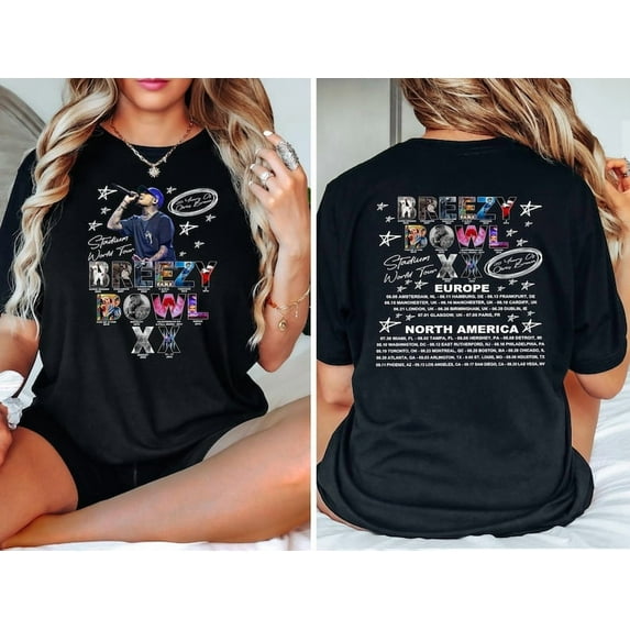 Chris Brown Breezy Bowl XX Tour 2 Sided Tee, Chris Brown Album Shirt ...