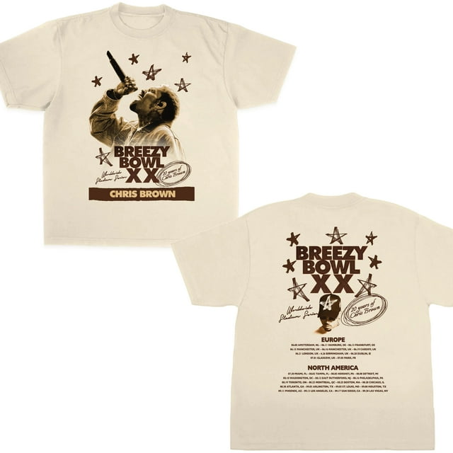 Chris Brown Breezy Bowl XX Tour 2 sided T-Shirt, Chris Brown Album ...