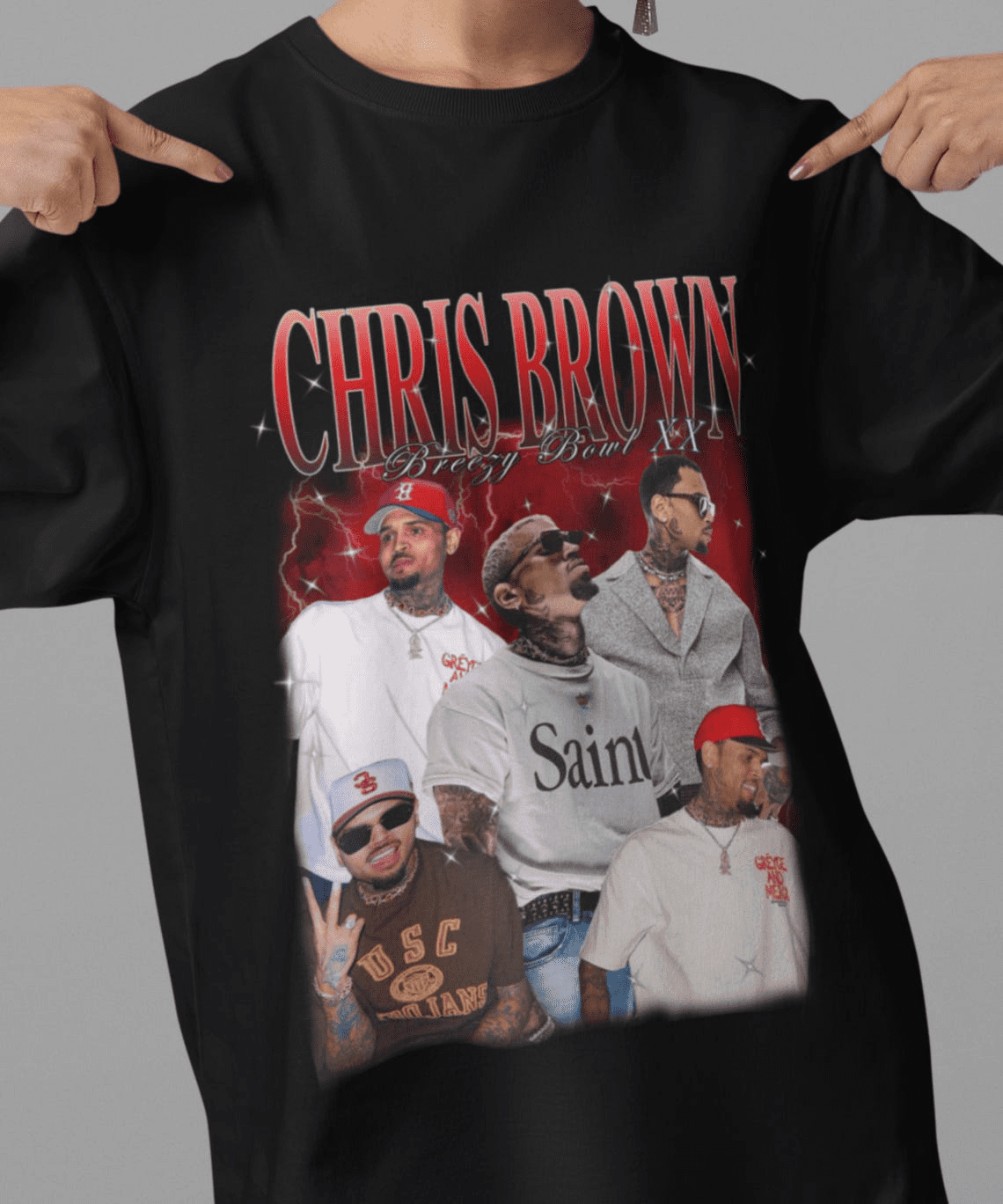 Chris Brown Breezy Bowl XX Tour 2025, Vintage Concert Look, Fan Gift Idea, Bold Sweatshirt Style ...