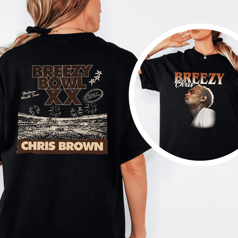Chris Brown Breezy Bowl XX Tour T-Shirt | 20 Years Stadium Edition ...