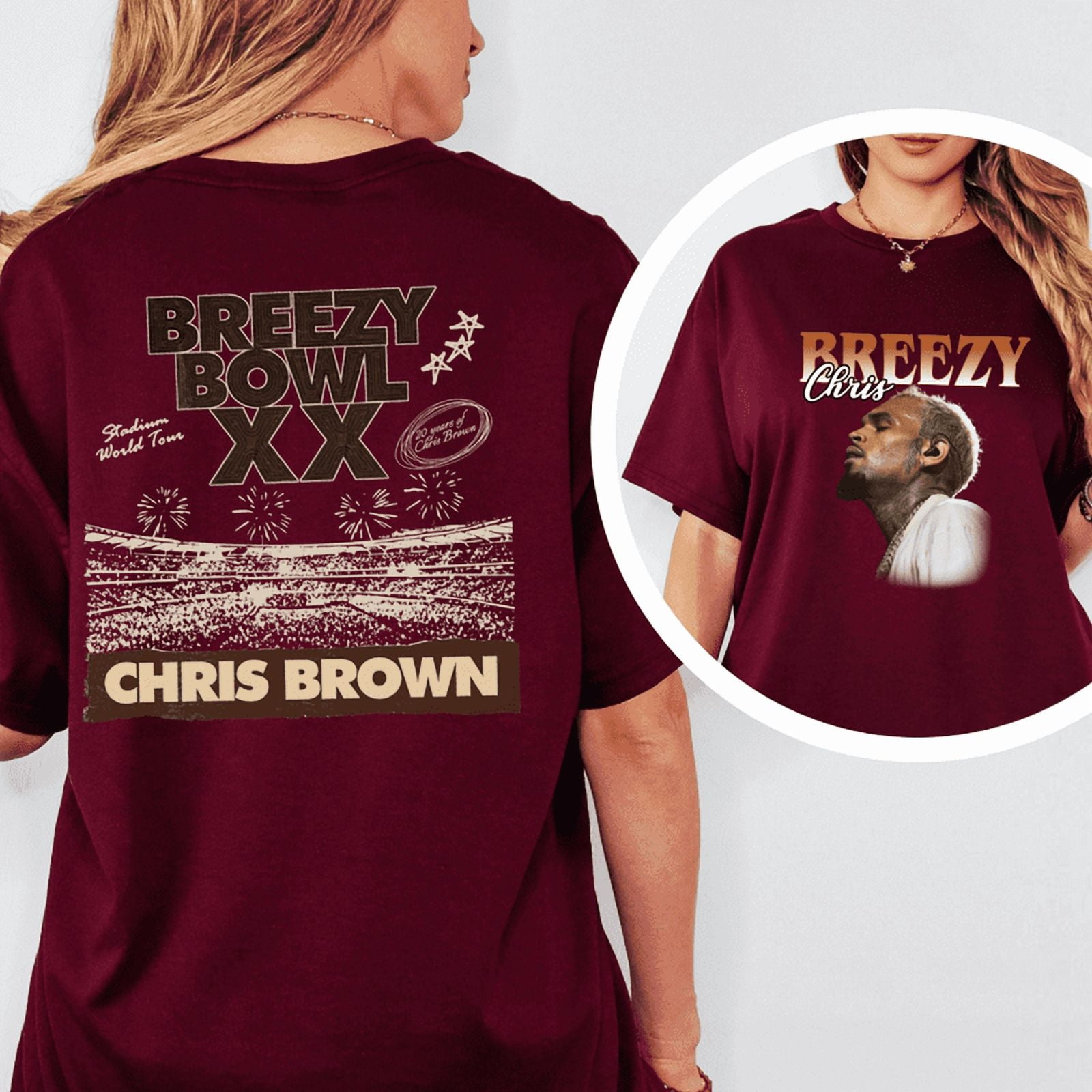 Chris Brown Breezy Bowl XX Tour T-Shirt | 20 Years Stadium Edition ...
