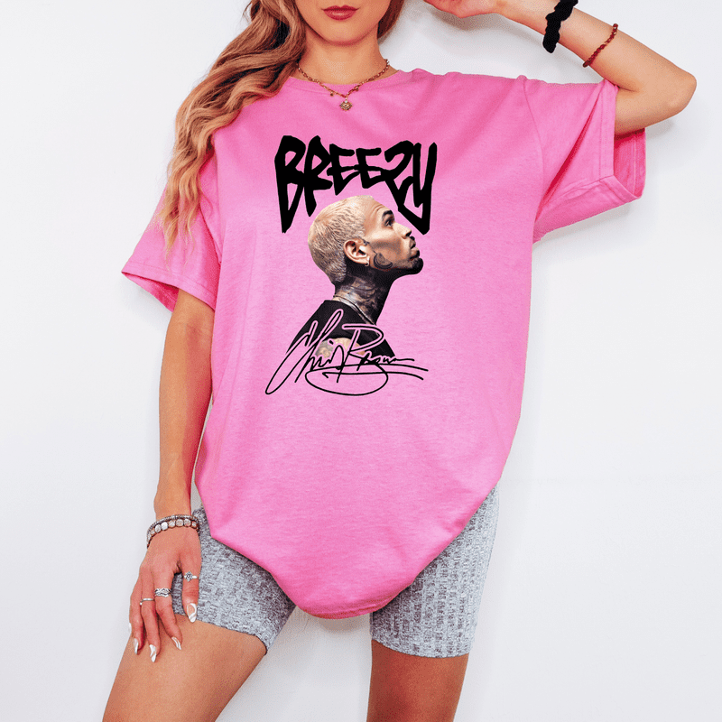 Chris Brown "Breezy" Graphic T-Shirt | Signature Portrait Print ...