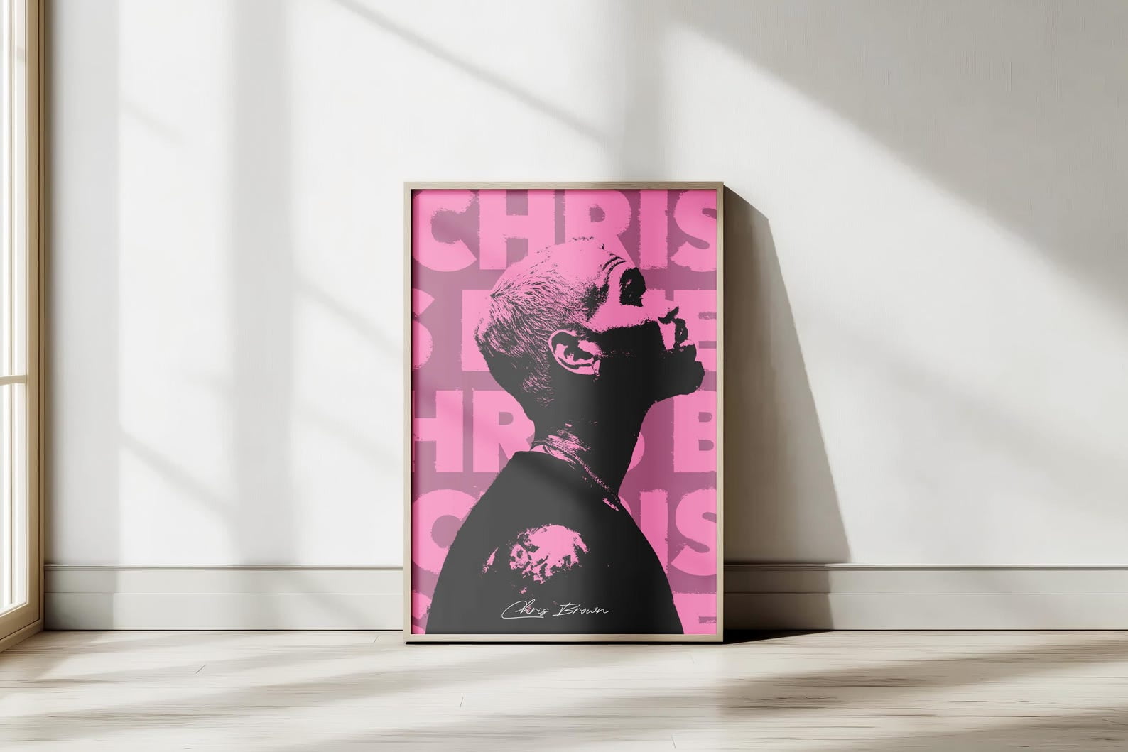 Chris Brown Pink Pop Art Poster, R&B Hip Hop Music Wall Art, Urban ...