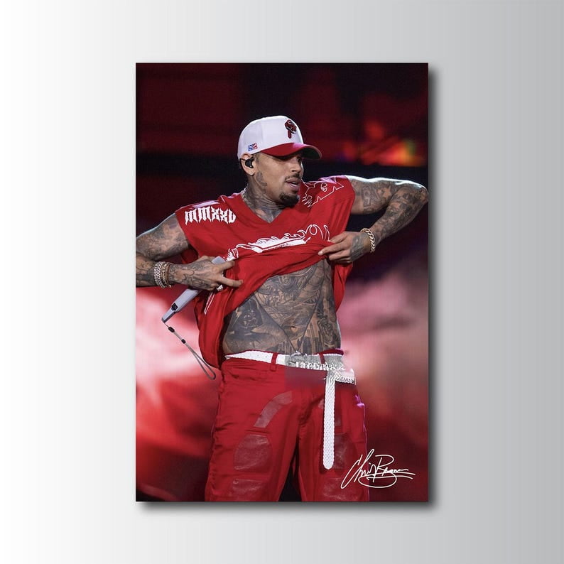 Chris Brown Pop Art Portrait Poster, Hip Hop R&B Music Wall Art, Breezy ...