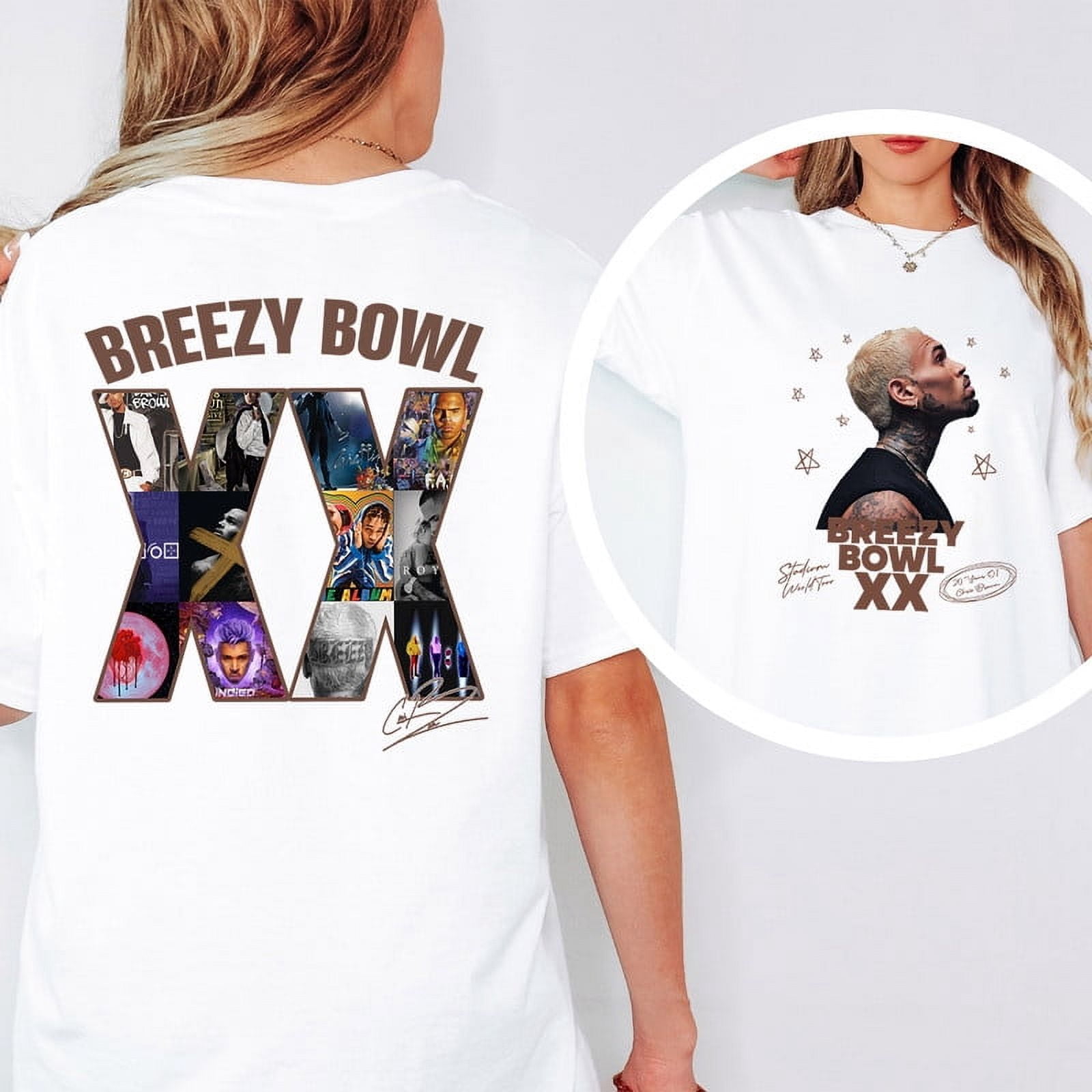 Chris Brown Shirt | Breezy Bowl XX Tour 2025 T-Shirt | Two-Sided Album ...