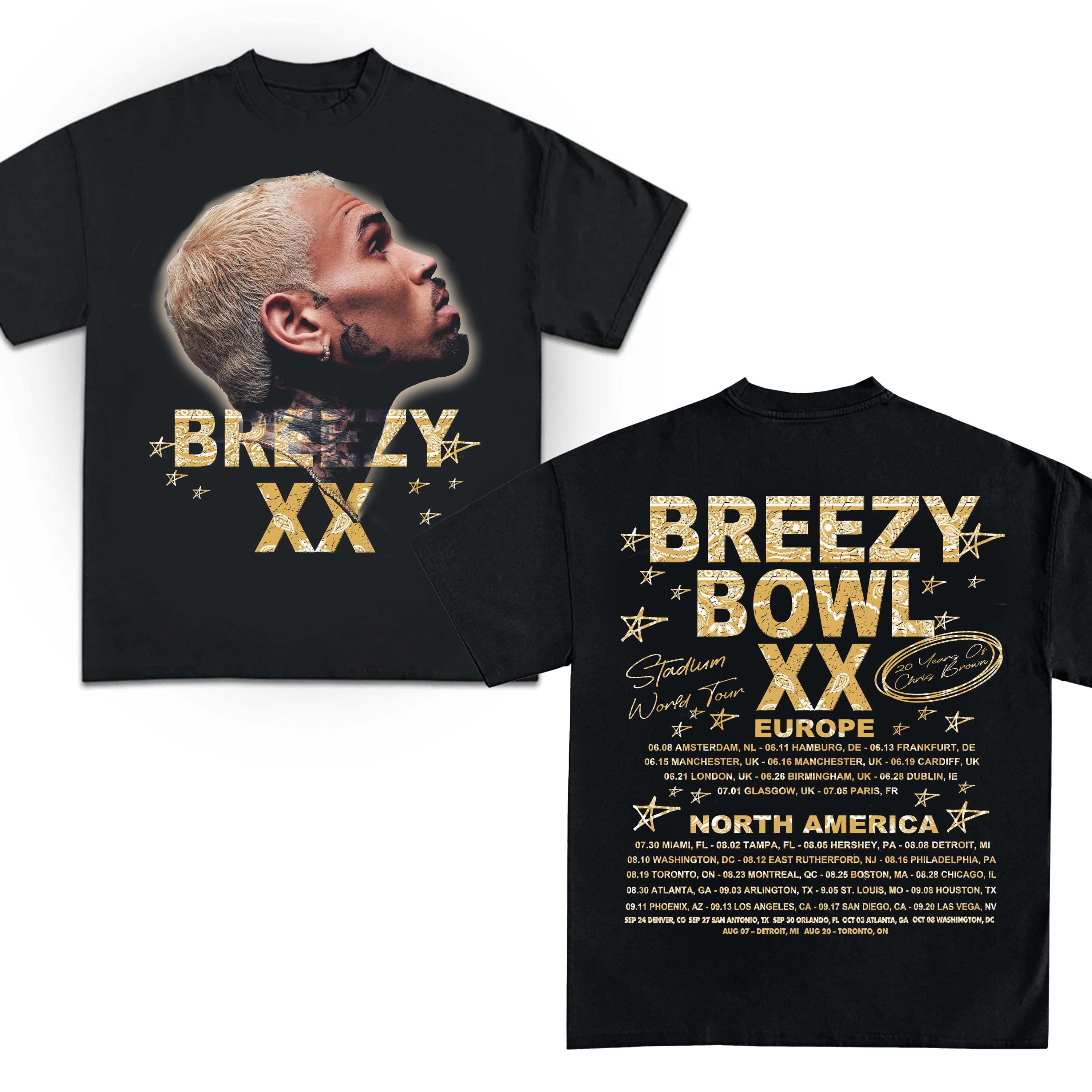 Chris Brown Tour Shirt, 2025 Chris Brown Tour Breezy Bowl XX T-Shirt ...