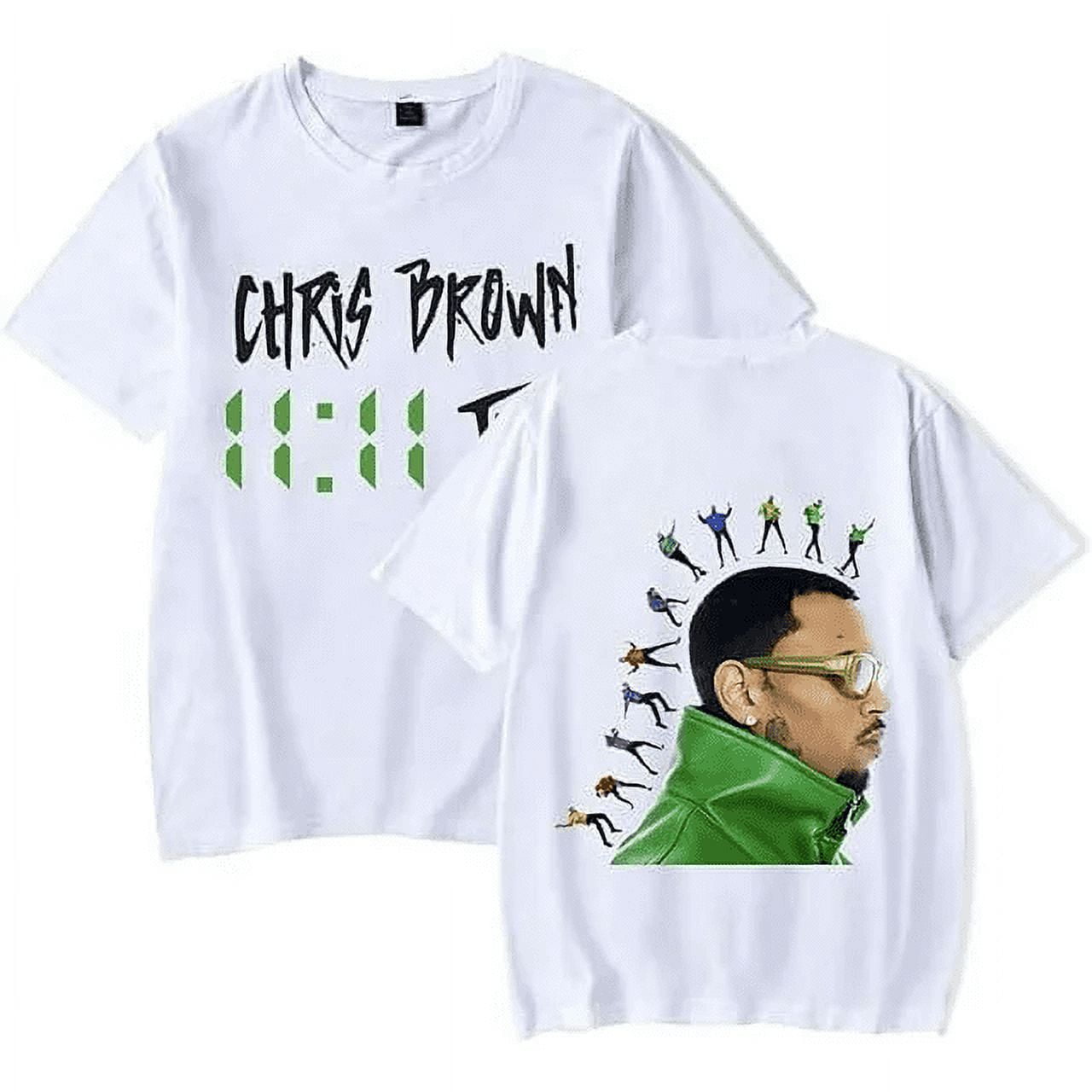 Chris Brown merch 11:11 Tour T-shirt short sleeved round neck women's ...