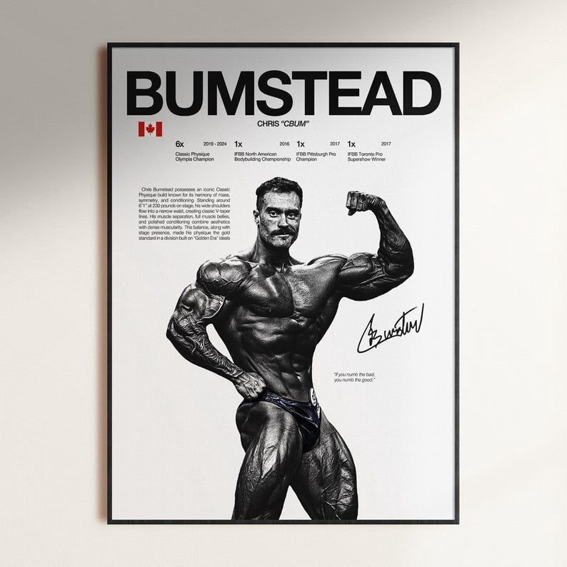 Chris Bumstead Professional Bodybuilder Flex Art Print Powerful Fitness ...