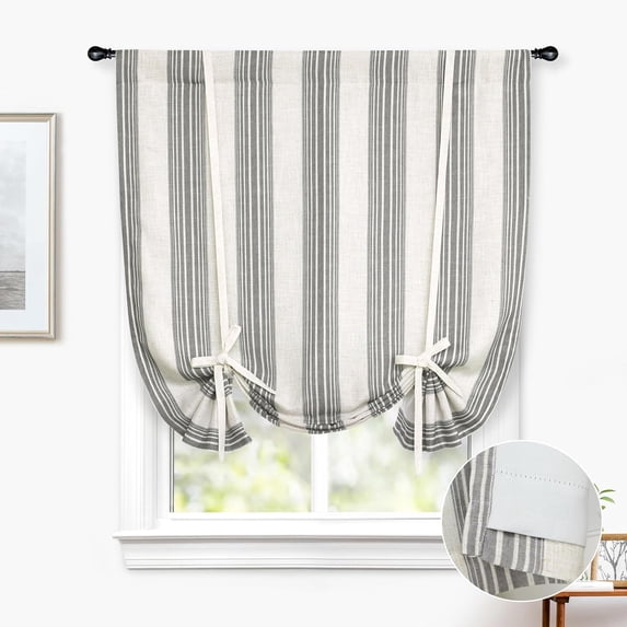 Chris Double Layer Linen Blackout Tie Up Curtains Thermal Insulated ...