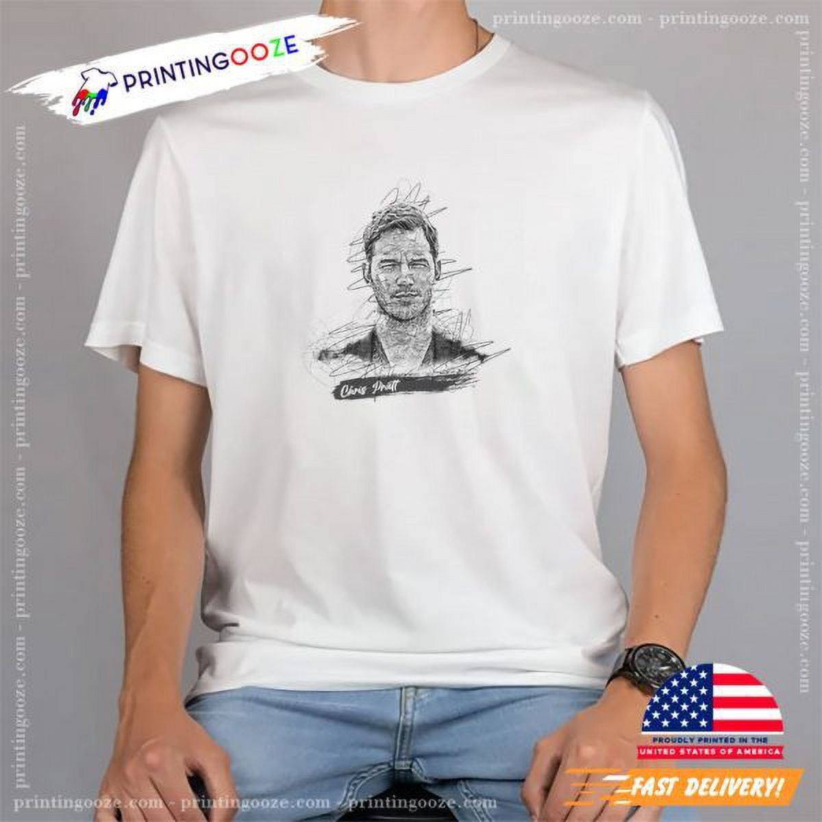 Chris Pratt Pencil Draw Fanart Tee - Walmart.com