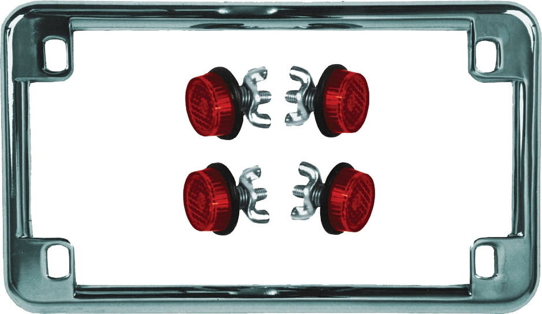 Chris Products 0612 Black Motorcycle License Plate Frame with 4 Red ...