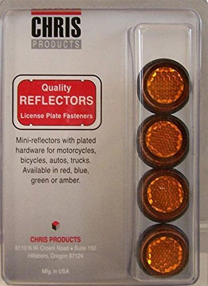 Chris Products CH4A Amber Motorcycle Mini License Plate Reflector, 4 ...