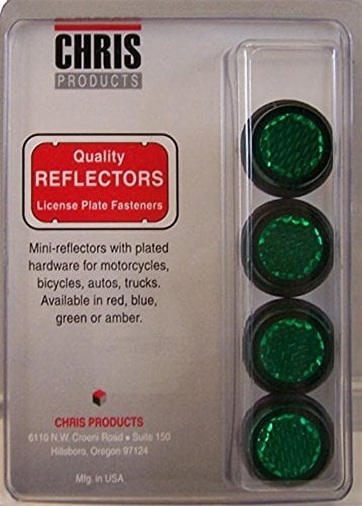 Chris Products CH4G Green Motorcycle Mini License Plate Reflector, 4 ...