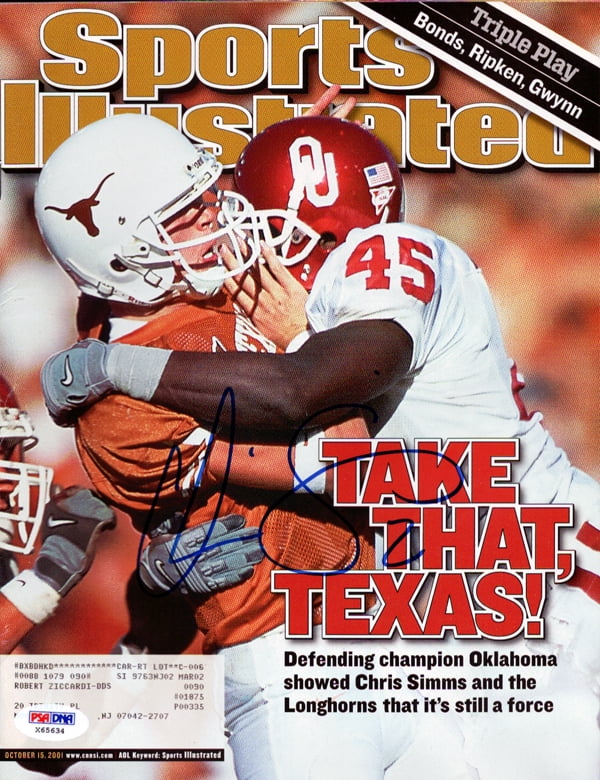 Chris Simms Autographed Sports Illustrated Magazine Texas Longhorns PSA ...