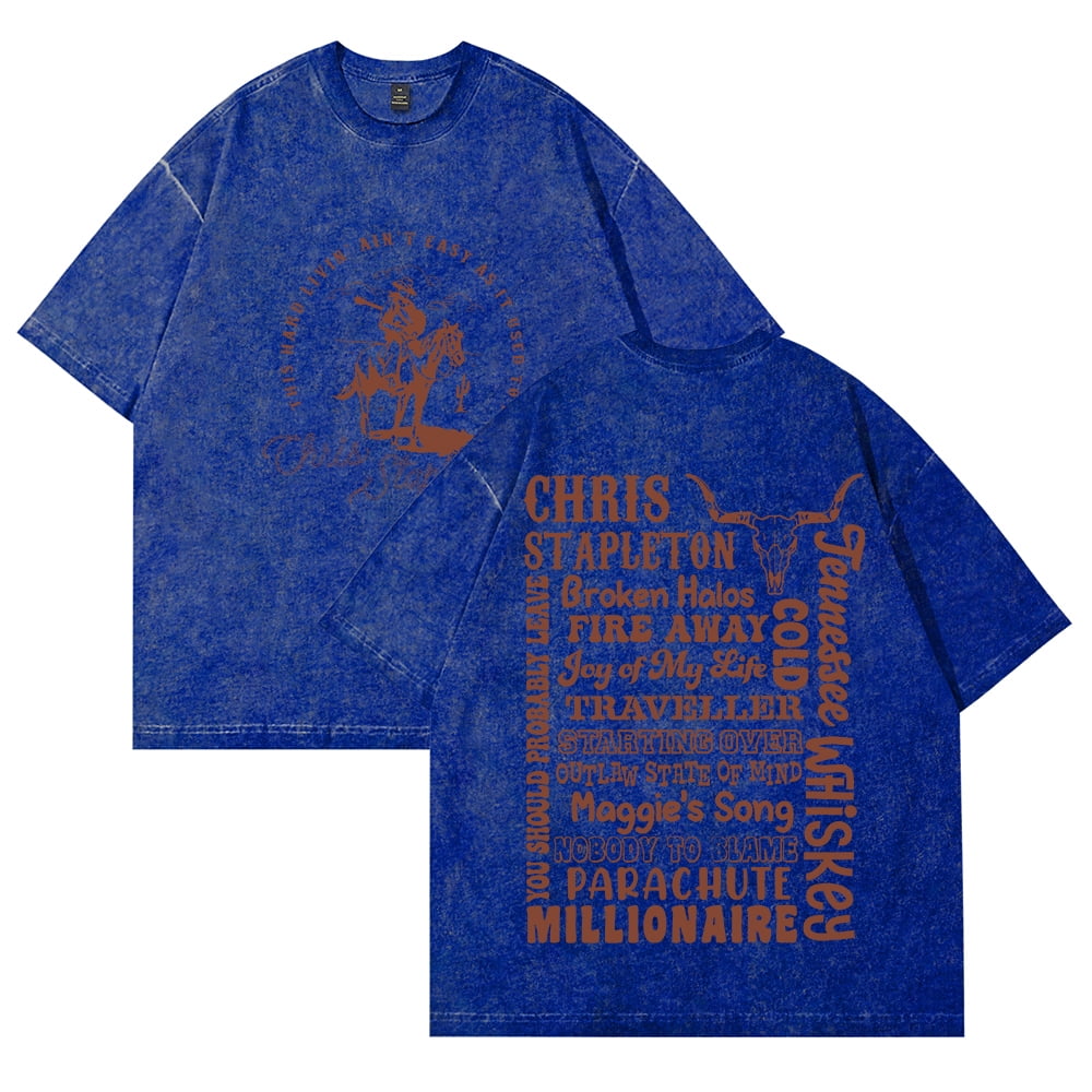 Chris Stapleton 2025 Tour Merch Hoodie Long Sleeve Vintage Fashion blue ...