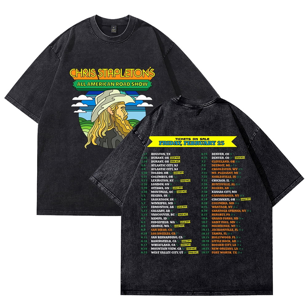 Chris Stapleton 2025 Tour Merch T-Shirt Short Sleeve Vintage Fashion ...