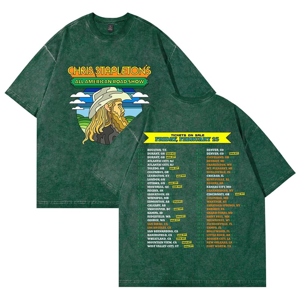 Chris Stapleton 2025 Tour Merch T-Shirt Short Sleeve Vintage Fashion ...