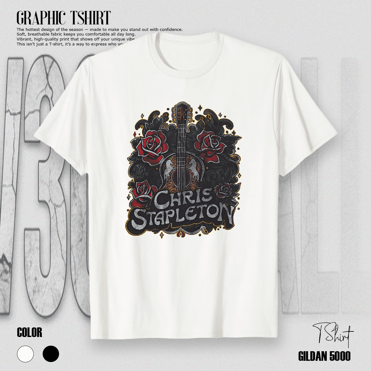 Chris Stapleton Guitar And Roses Country Tour Concert Fan Graphic ...