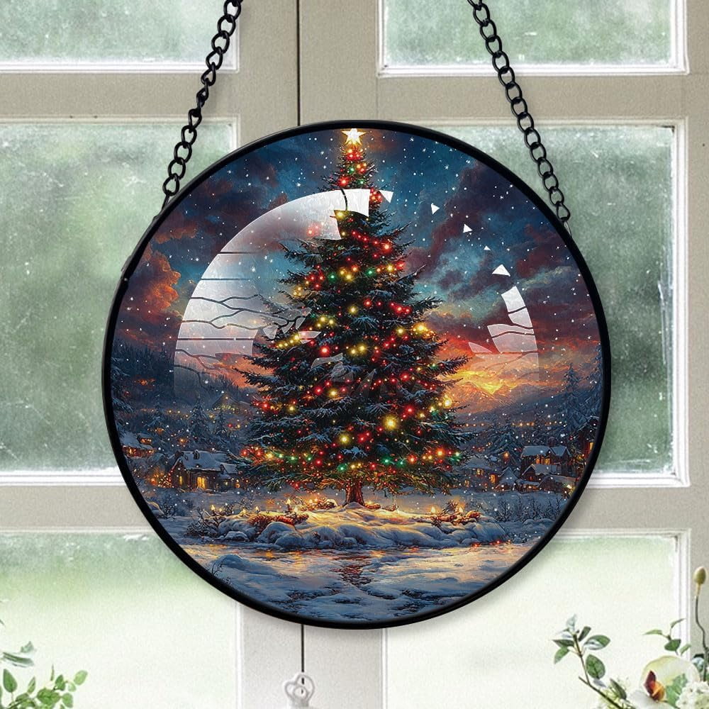 Chrismas Tree Stained Glass Suncatcher Ornament, Chrismas Tree ...