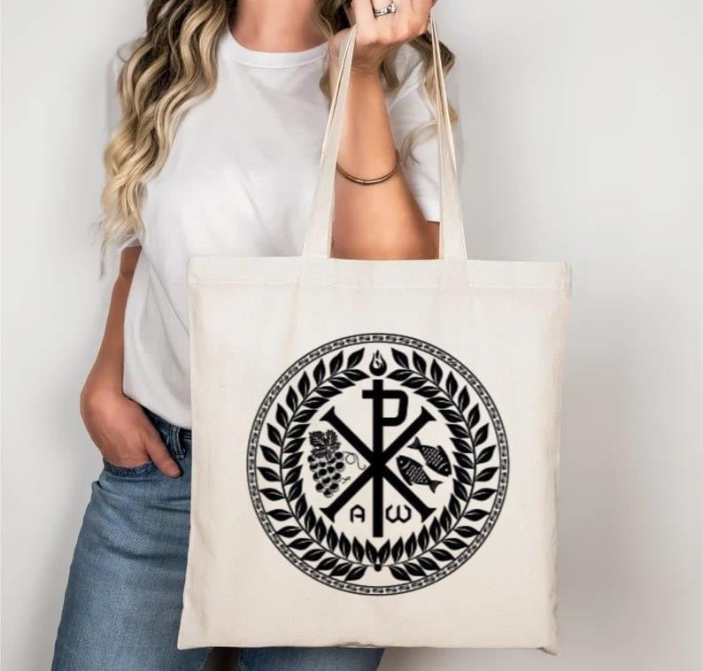 Chrismon Jesus Monogram Tote Bag Minimal Christian Symbol Style, a gift ...