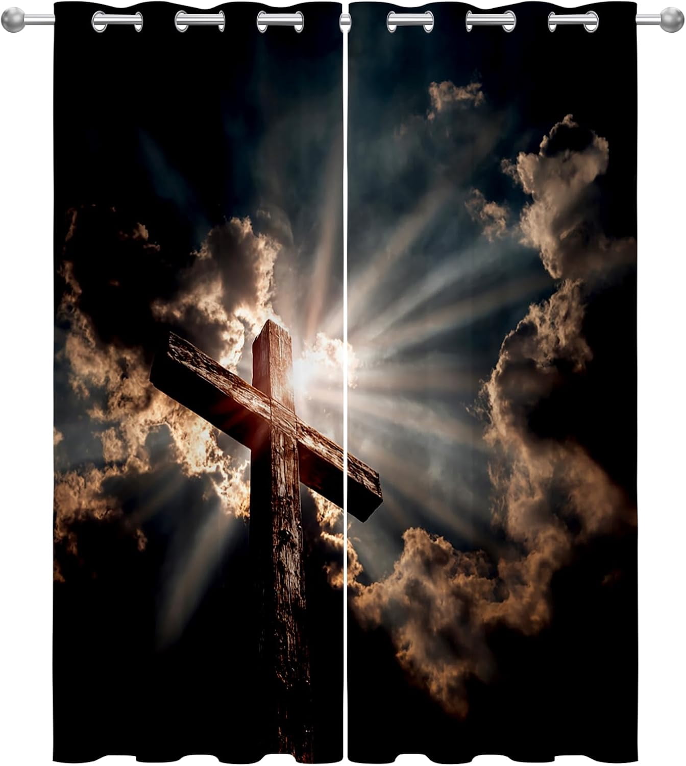 Christ Blackout Curtains, Christ Cross Faith Window Curtains for ...