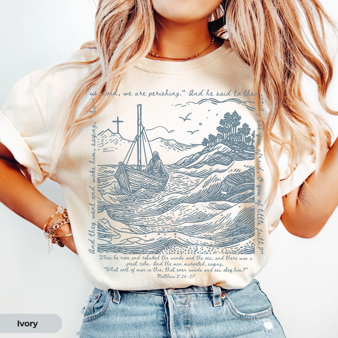 Christ Calms The Storm Shirt, Christian Shirt For Women With Bible ...