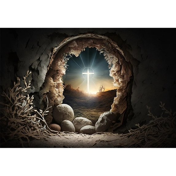 Christ Cross With Sunrise Nature Backdrop Easter Jesus Nativity ...