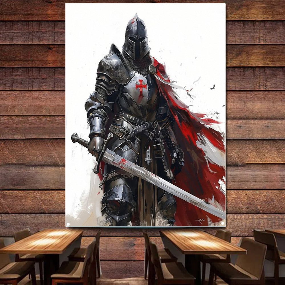 Christ Crusades Warrior Flag Vintage Wall Decor Banner Tapestry Knights Templar Wall Art Posters ...