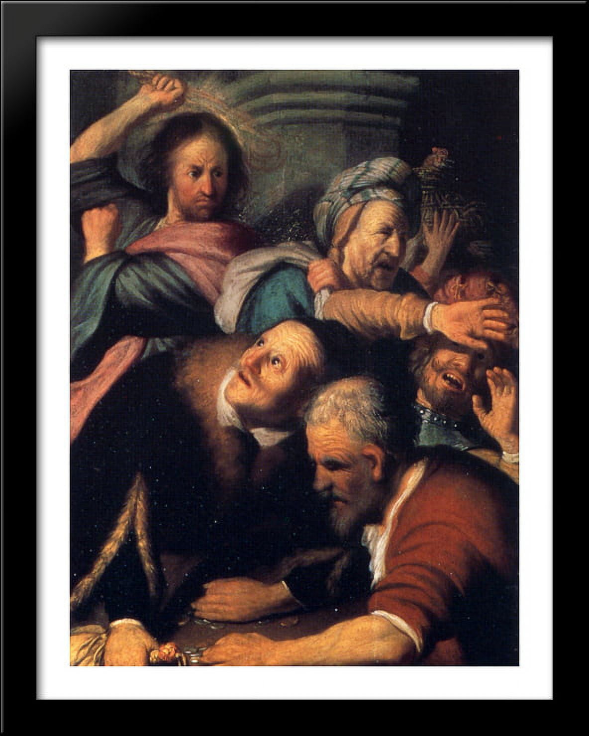 Christ Driving the Moneychangers from the Temple 28x36 Large Black Wood ...