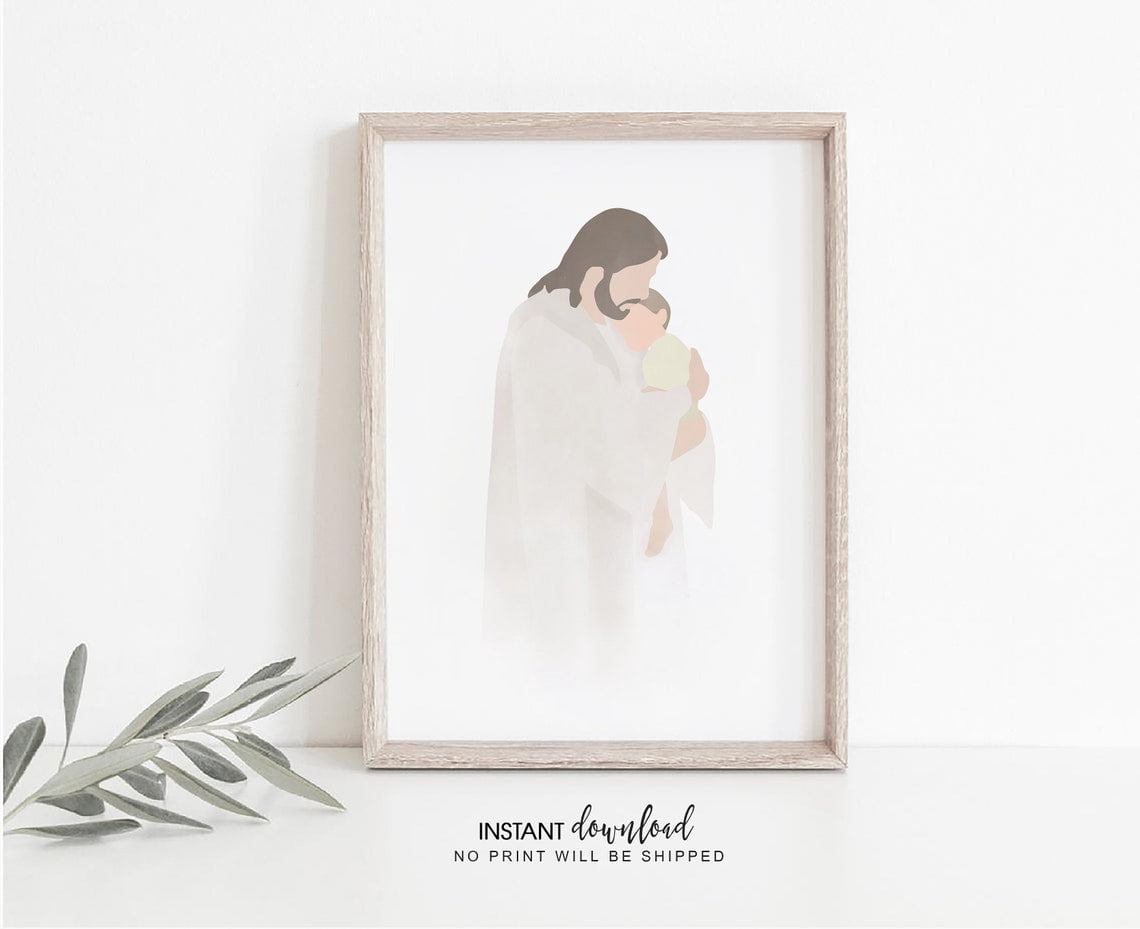 Christ Embrace Portrait Jesus Art Print, Unframed Canvas 24x36in ...