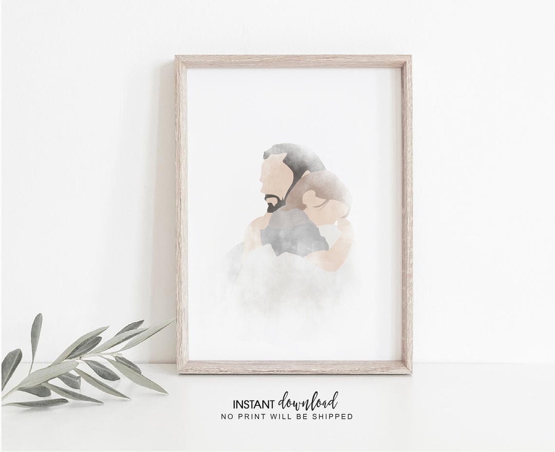 Christ Embrace Print Jesus Portrait Home Decor, Unframed Paper Poster ...