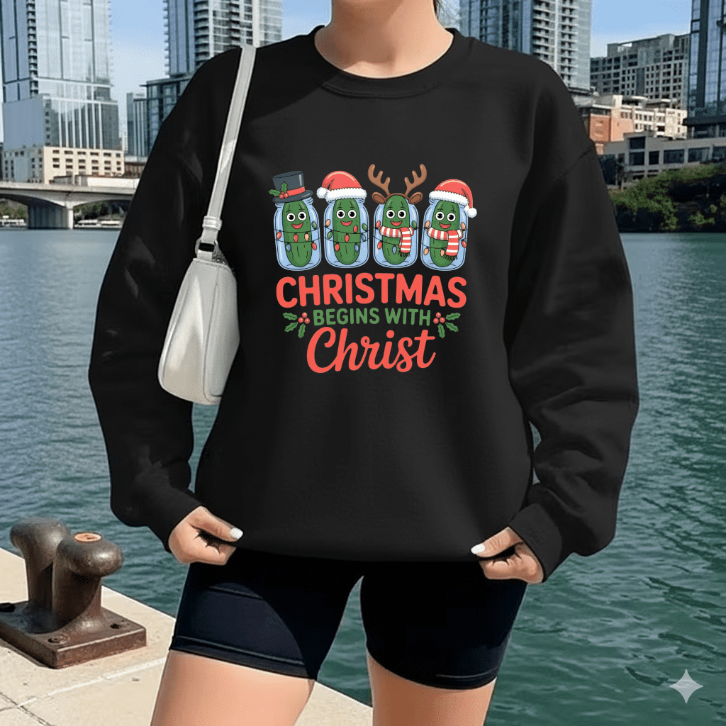 Christ Faith Begins With Christian Holiday Cheerful Worship Graphic Sweatshirt up to size 5XL ...
