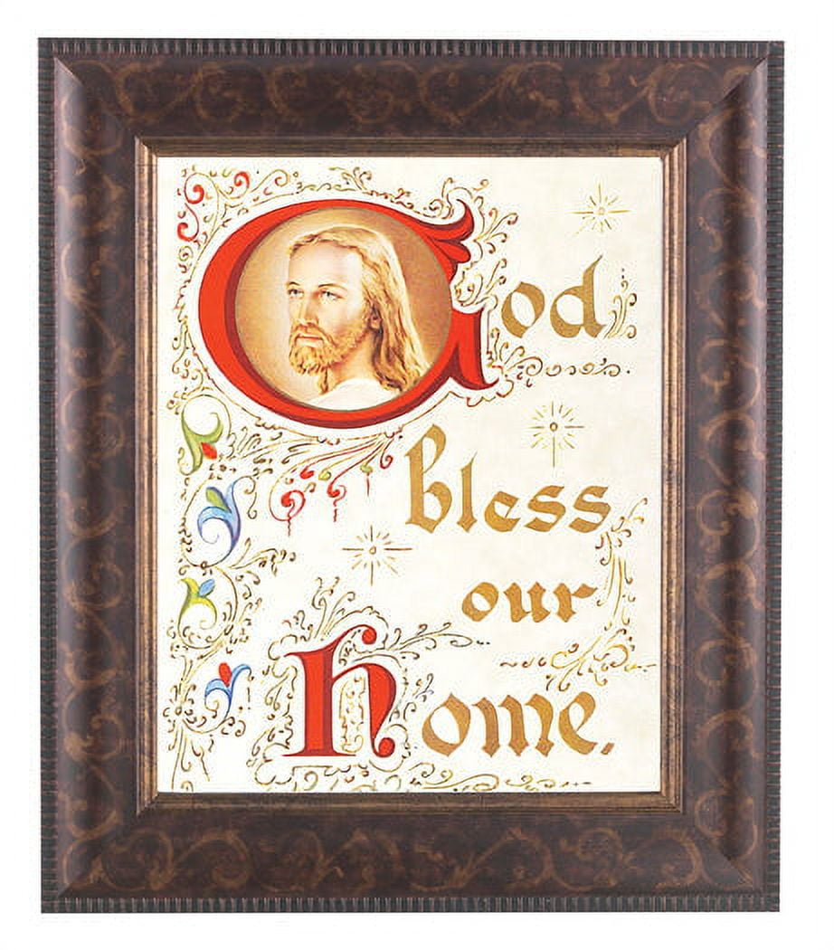 Christ House Blessing Picture Framed Wall Art Decor Large, Antique Gold ...