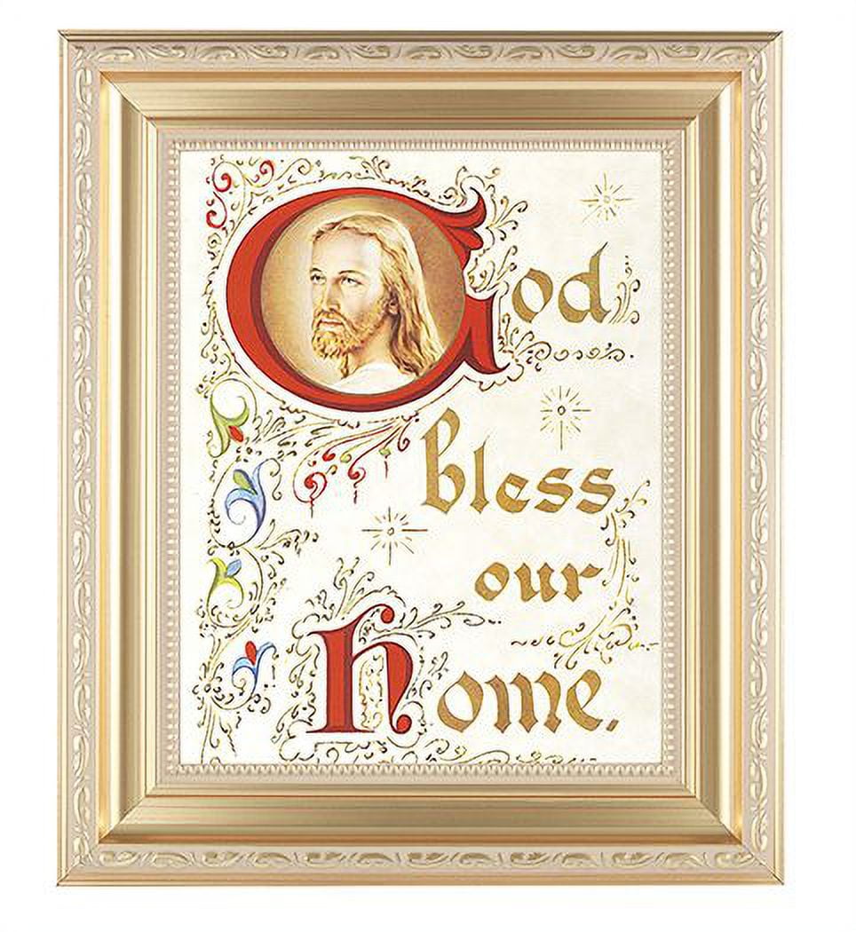 Christ House Blessing Picture Framed Wall Art Decor Large, Satin Gold ...