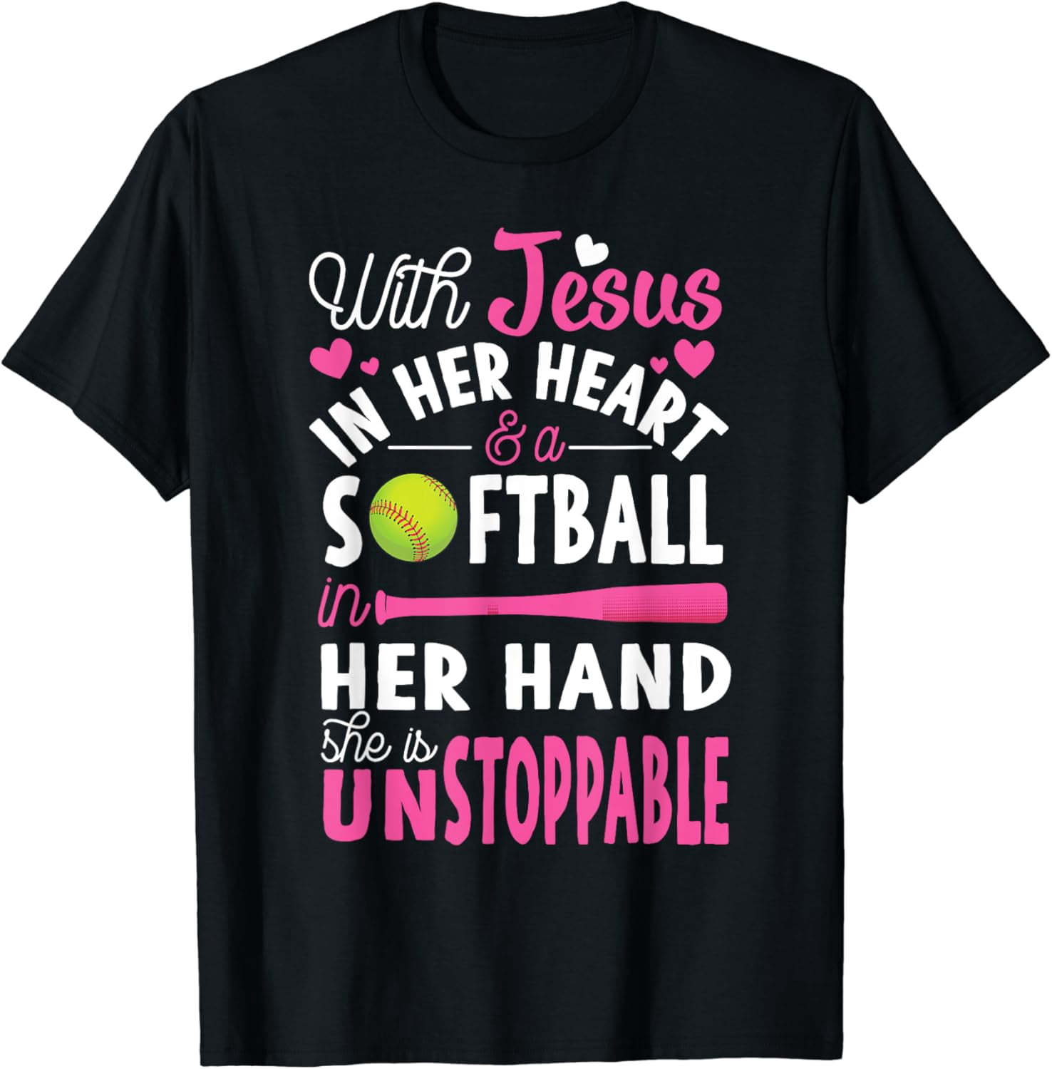 Christ In Her Heart Softball Hand Funny Pitcher Gift For Her T-Shirt ...