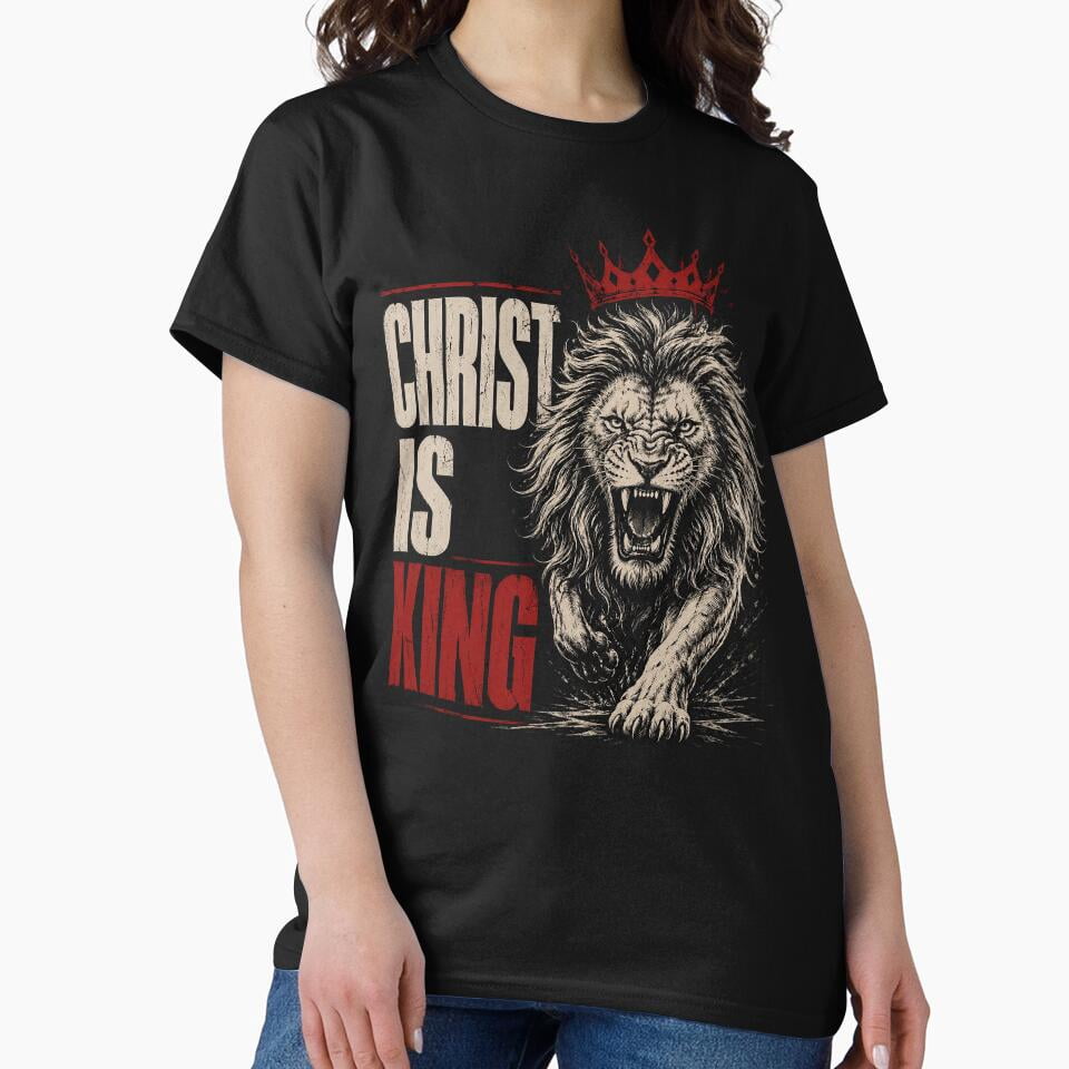 Christ Is King Lion Bold Warrior Faith Shirt, Casual Graphic Tee ...