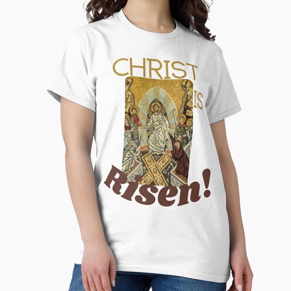 Christ Is Risen Shirt, Casual Graphic Tee, Everyday Short Sleeve Shirt ...