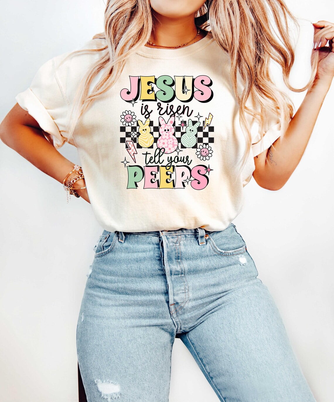 Christ Is Risen Tell Your Peeps Shirt, Easter Christian Kids Shirt ...