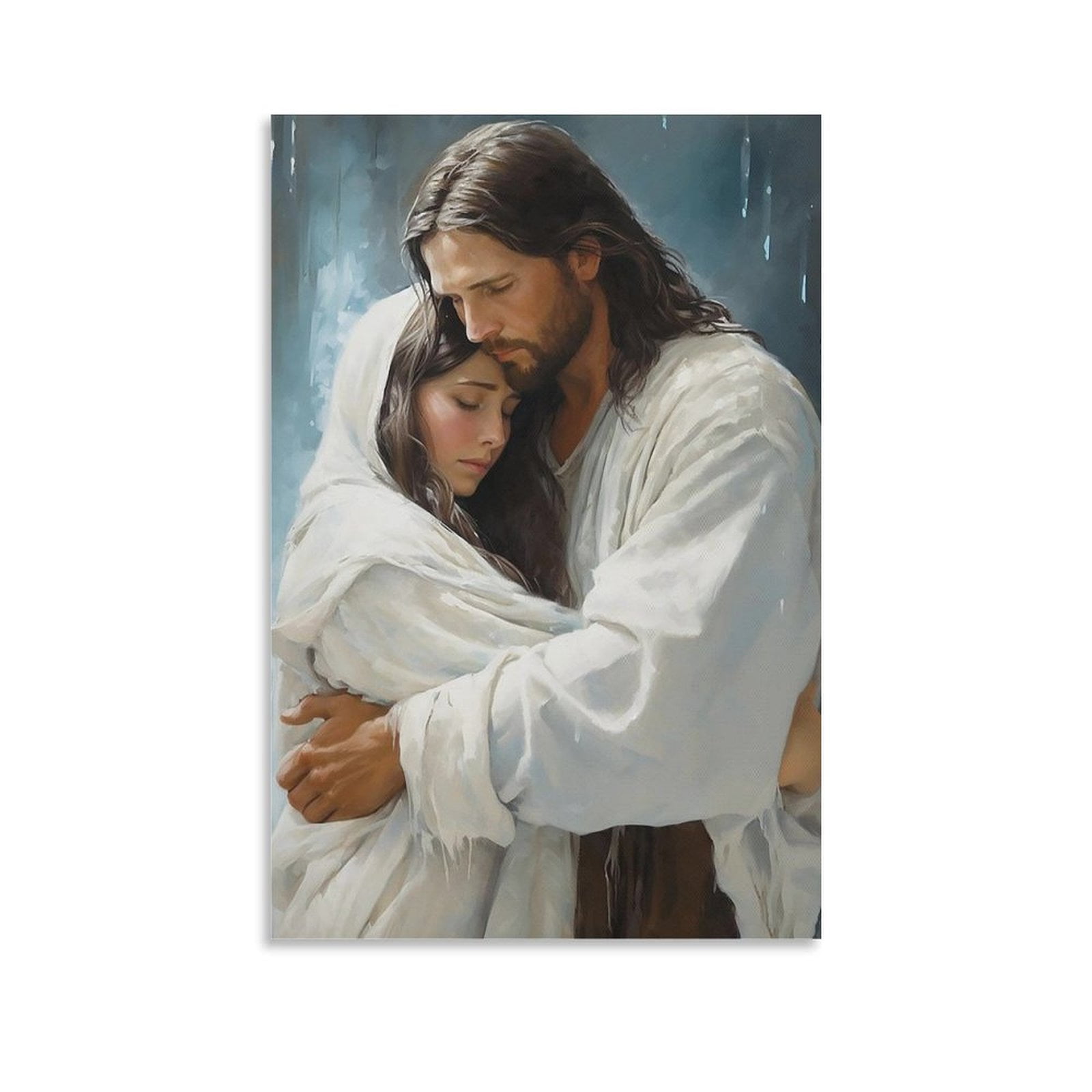 Christ Jesus Canvas Painting Jesus Hugging Woman Bible Wall Art ...