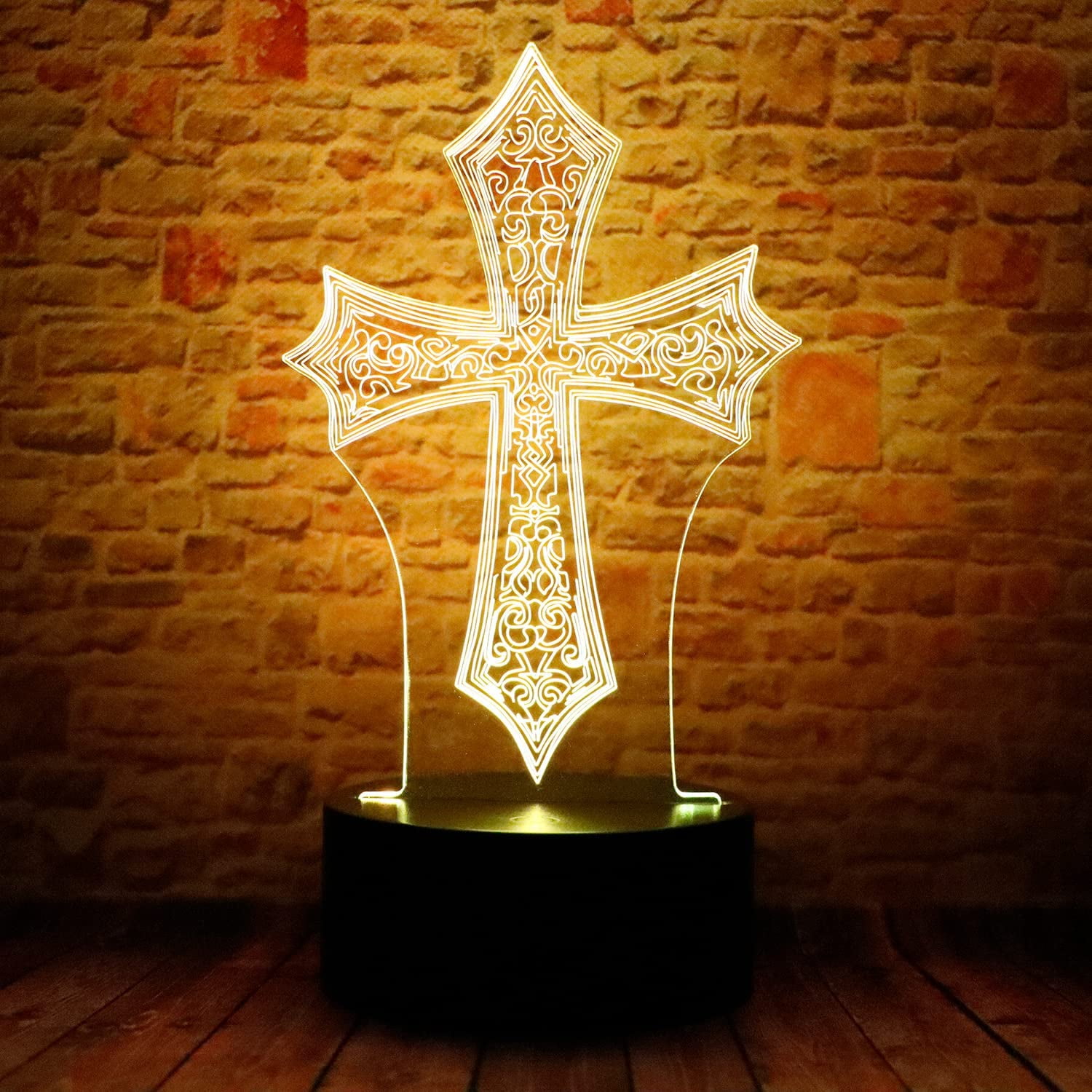 Christ Jesus Cross 3D Optical Illusion LED Bedroom Decor Table Lamp ...