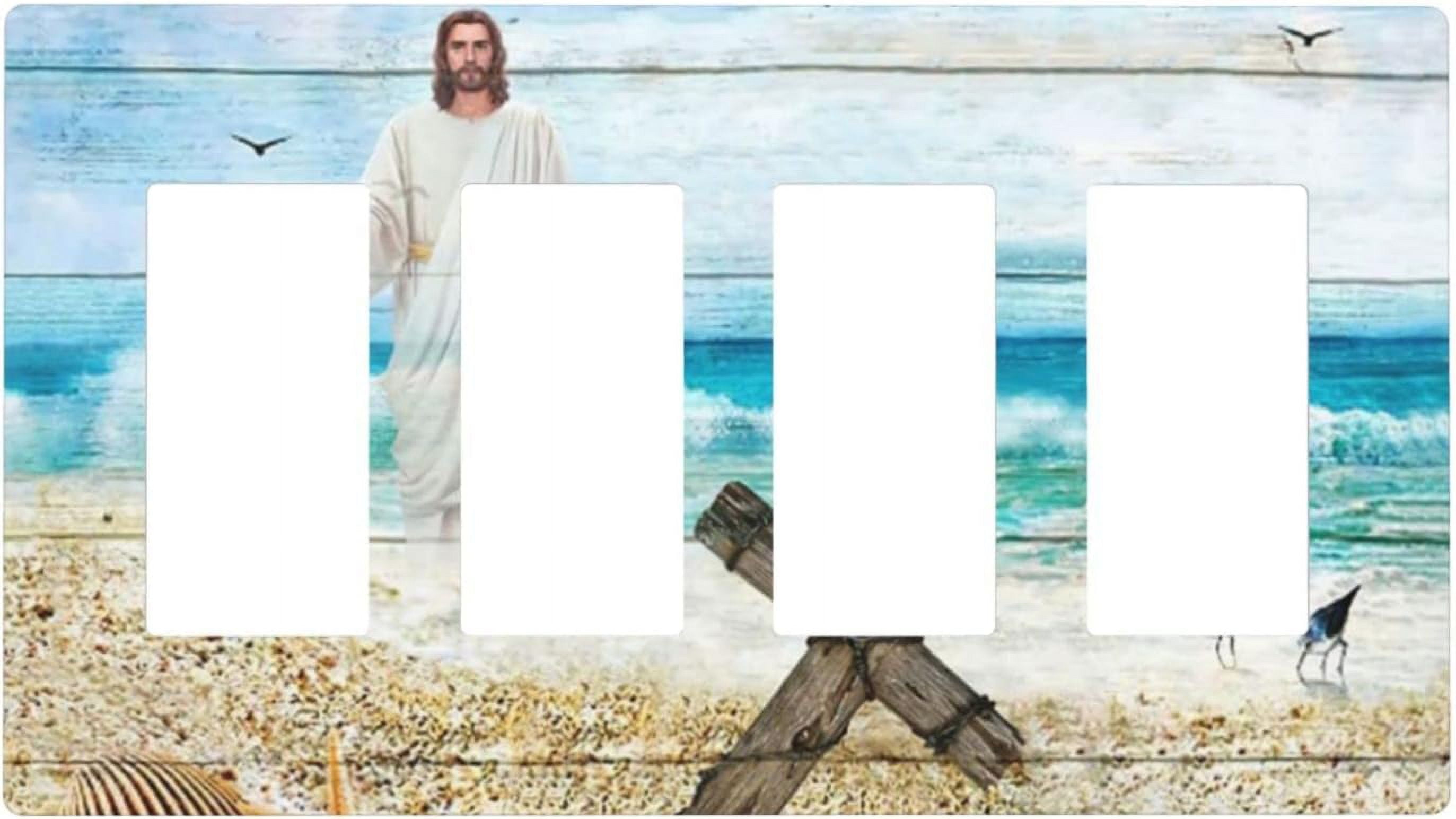 Christ Jesus Cross 4 Gang Quad Rocker Light Switch Cover Plate ...