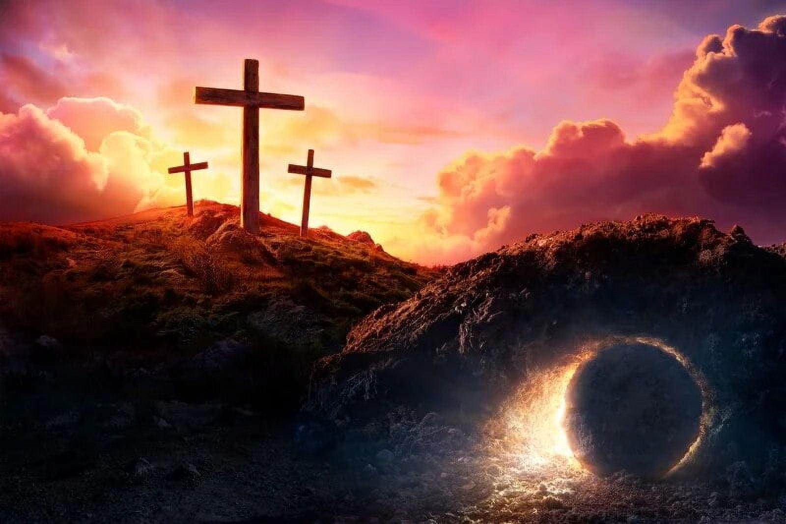 Christ Jesus Cross Background Dusk Sunset Natural Scenery Room Decor ...