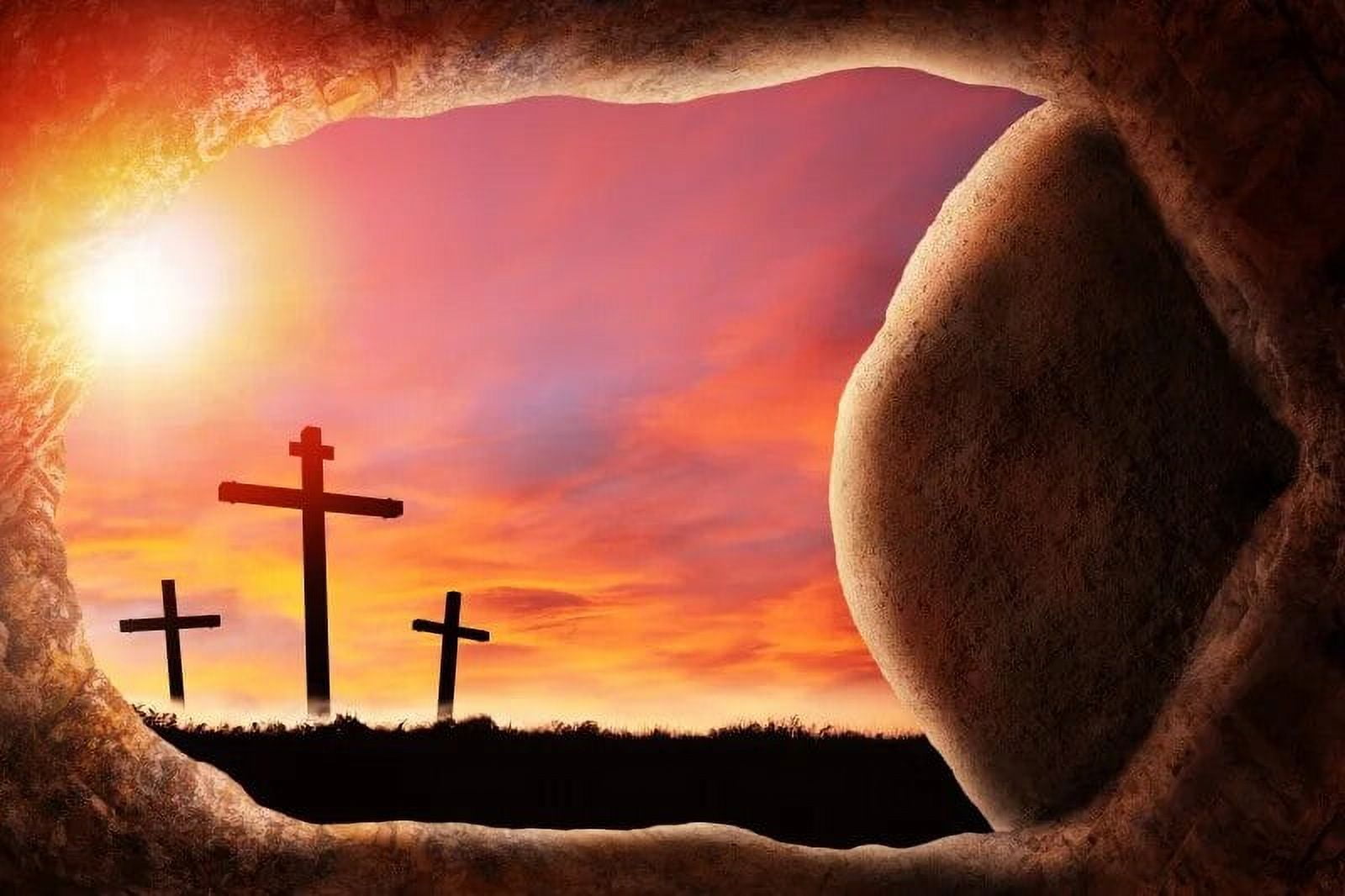Christ Jesus Cross Background Dusk Sunset Natural Scenery Room Decor ...