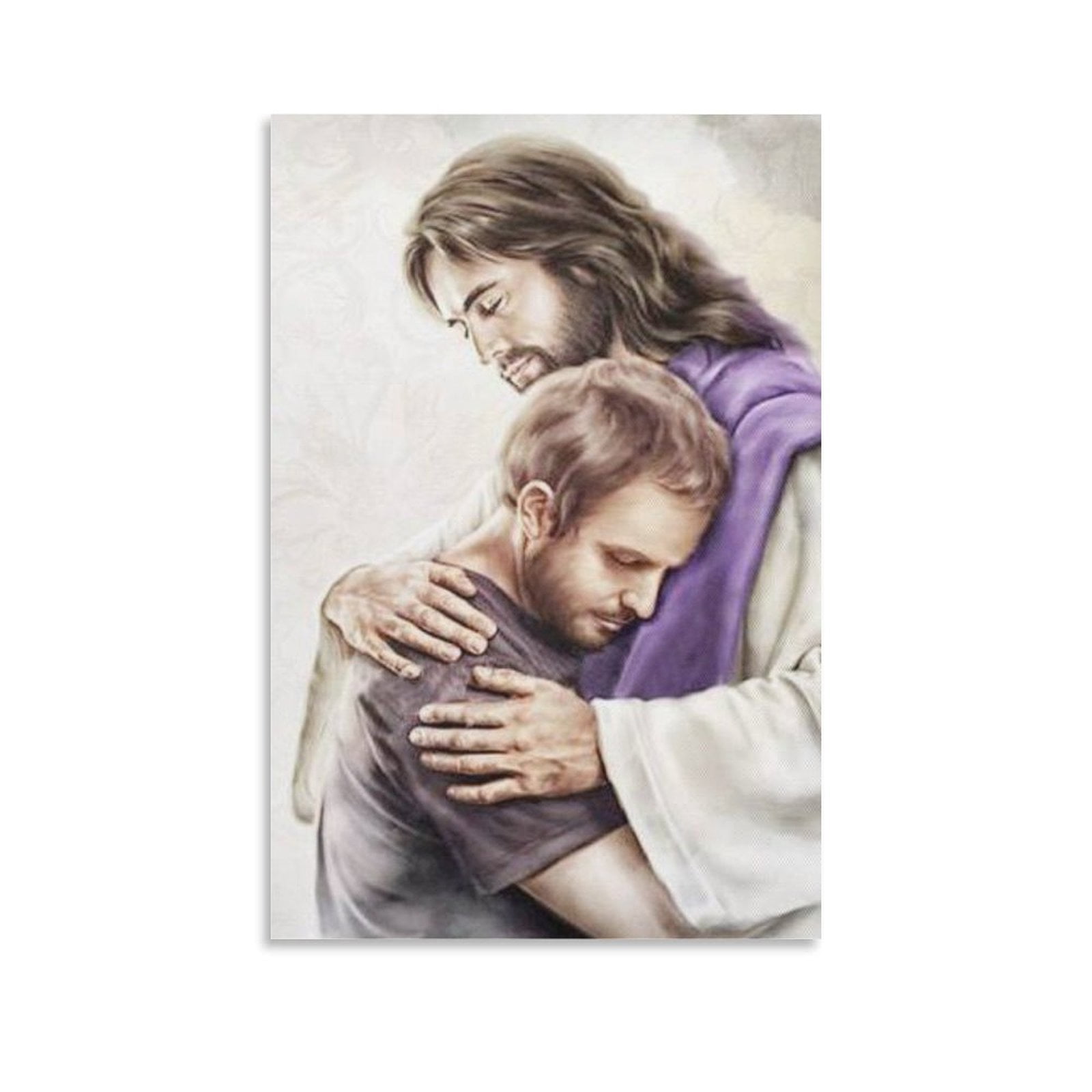 Christ Jesus Hugging Man Wall Art Decor Jesus Healing Man Bible Vintage ...