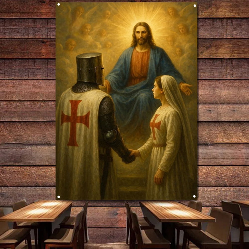 Christ Jesus Knights Templar Flag Wall Art Posters and Prints Vintage ...
