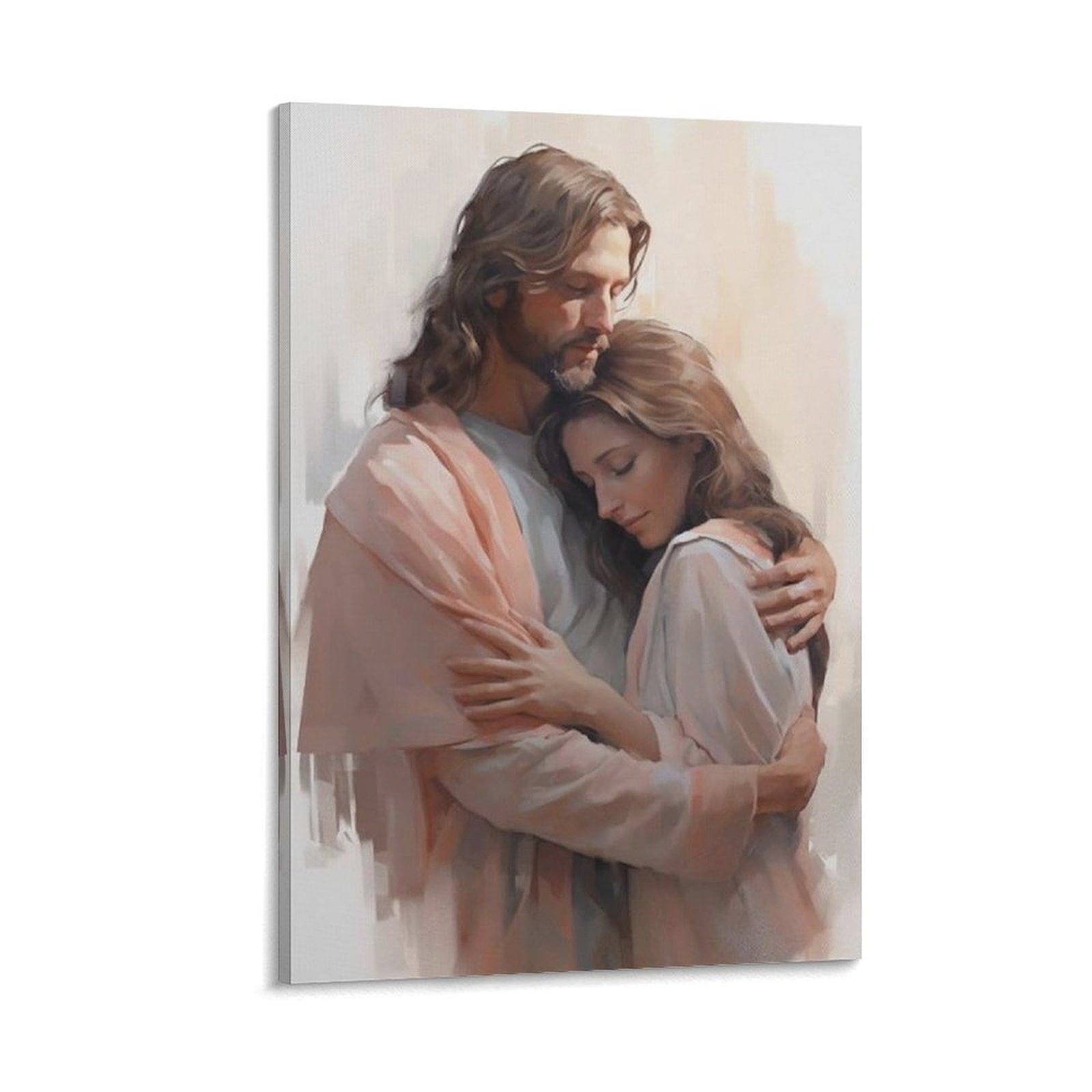 Christ Jesus Wall Art Decor Jesus Hugging Woman Bible Painting Canvas ...